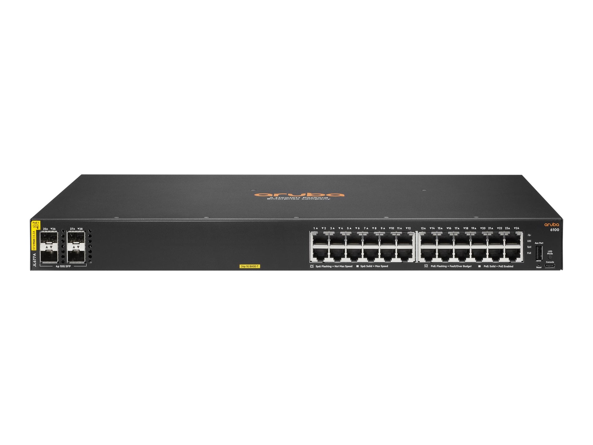 Aruba 6100 24G Class4 PoE Ethernet Switch, 24 Gigabit Ports, 4 SFP+ 10 ...