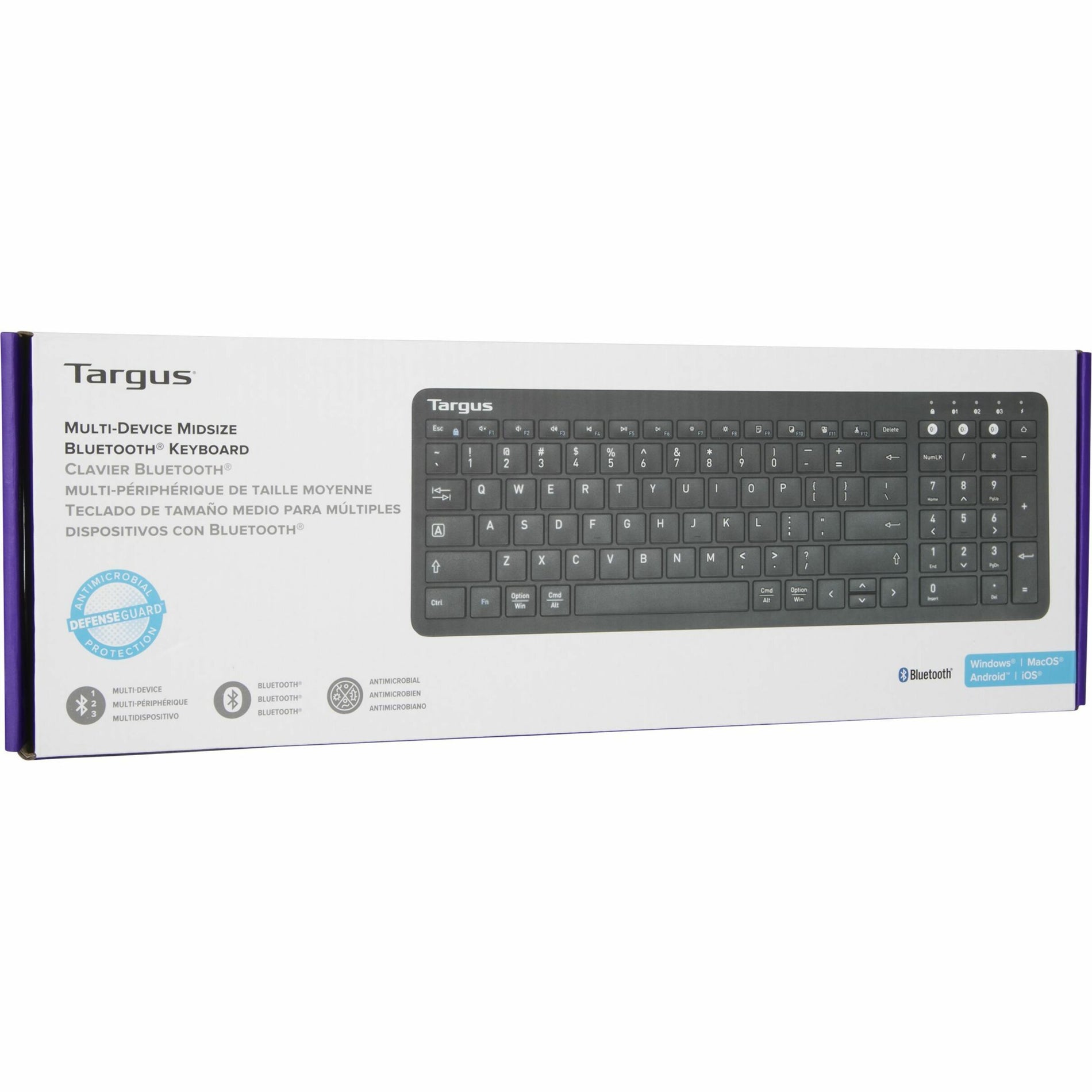 Targus AKB863US Midsize Multi-Device Wireless Keyboard w/Antimicrobial ...