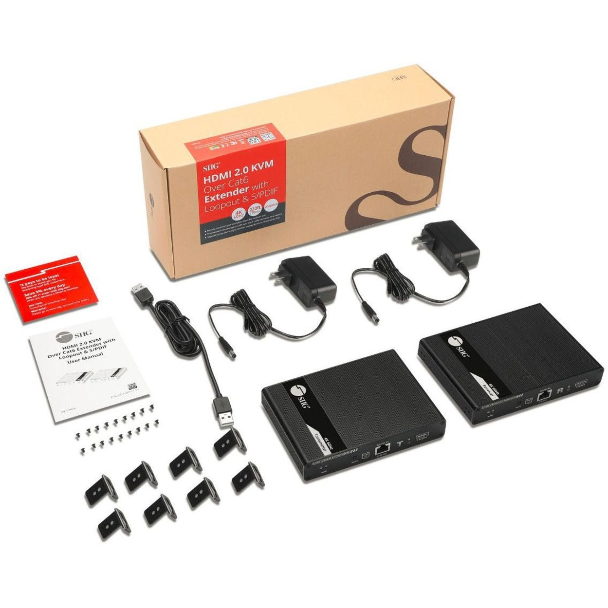 SIIG CE-H26Y11-S1 HDMI 2.0 KVM Over Cat6 Extender with Loopout & S/PDI ...