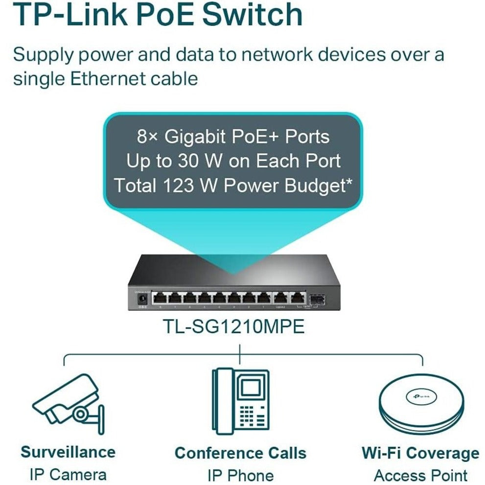 TP-Link TL-SG1210MPE 10-Port Gigabit Easy Smart Switch with 8-Port PoE ...
