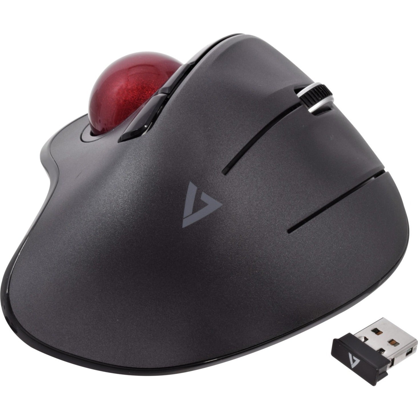 V7 MW650 Vertical Ergonomic Trackball Mouse, Wireless 6 Button Auto-sp ...