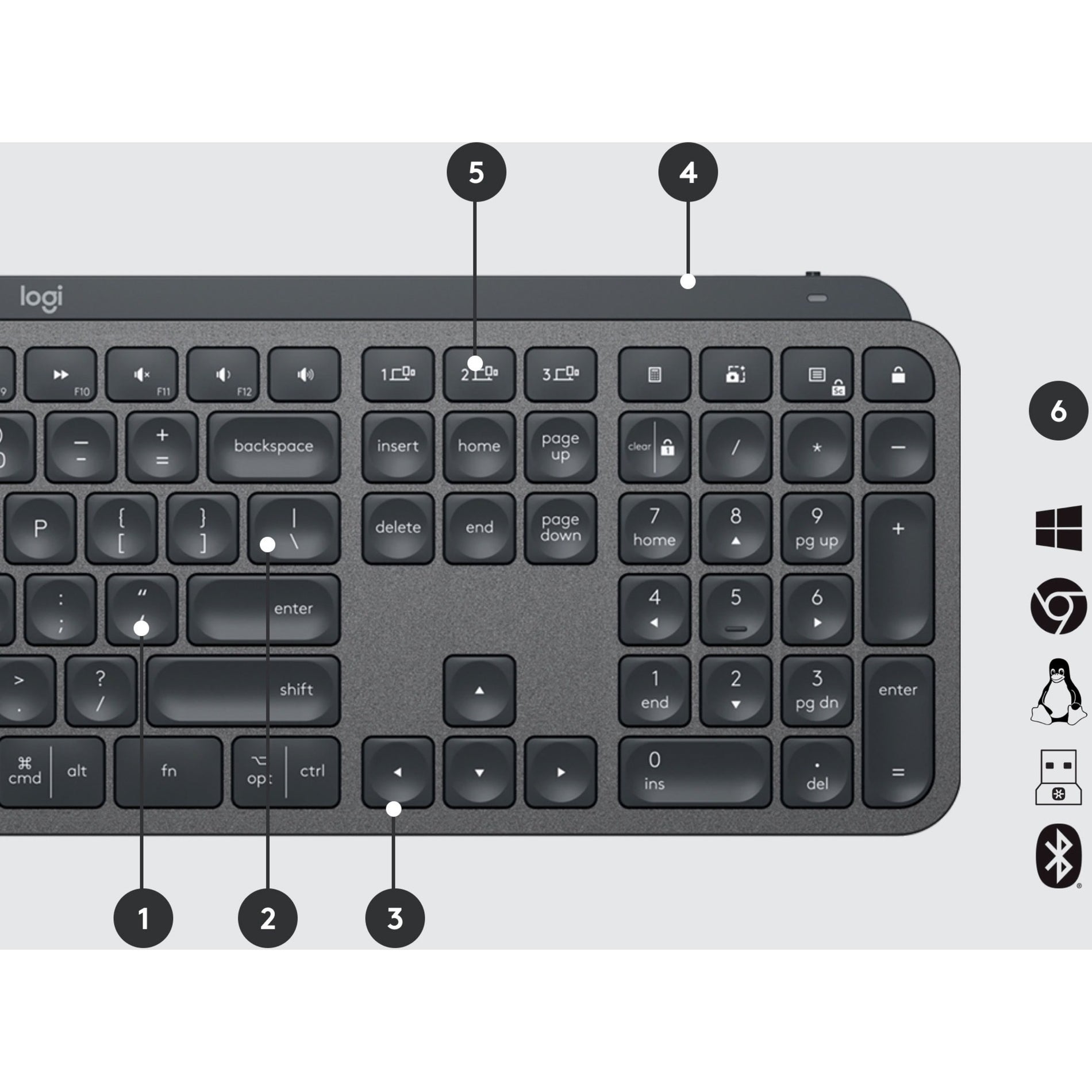 Logitech 920-010116 MX Keys for Business Keyboard, Wireless Bluetooth ...