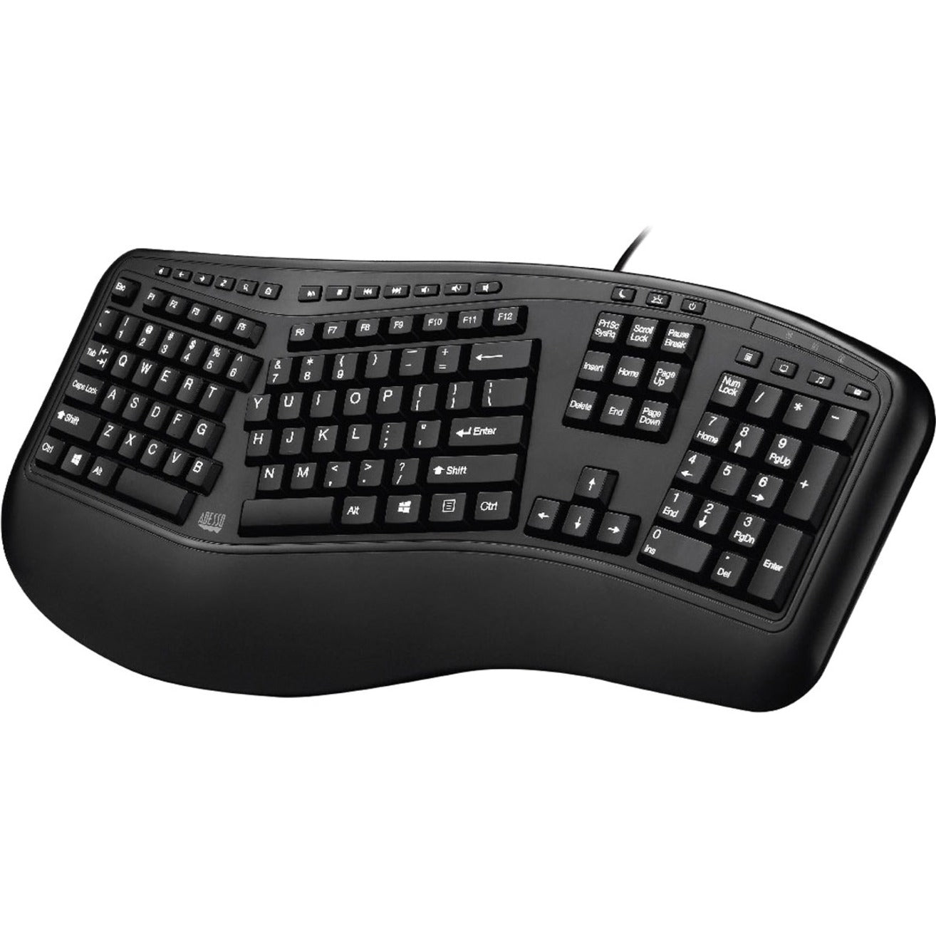 Adesso AKB-150UB Desktop Ergonomic Keyboard, Split Layout, Palm Rest ...
