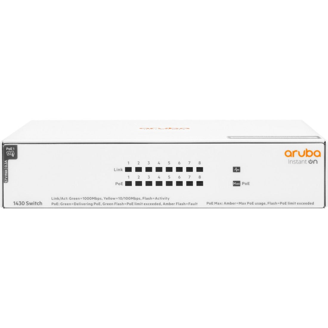 Aruba Instant On 1430 8G Class4 PoE 64W Switch, Gigabit Ethernet, 8 Po ...