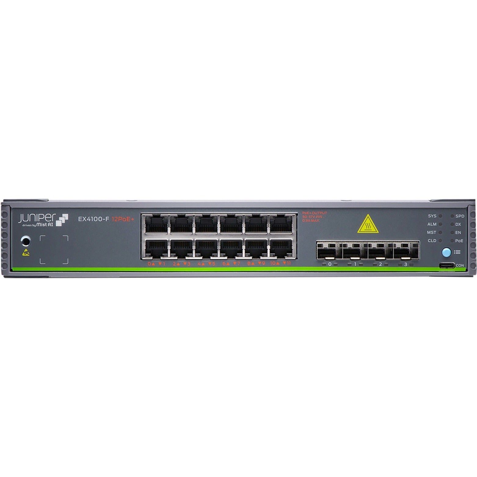 Juniper EX4100-F-12P Ethernet Switch, Gigabit Ethernet, 12 Ports, 4 x ...