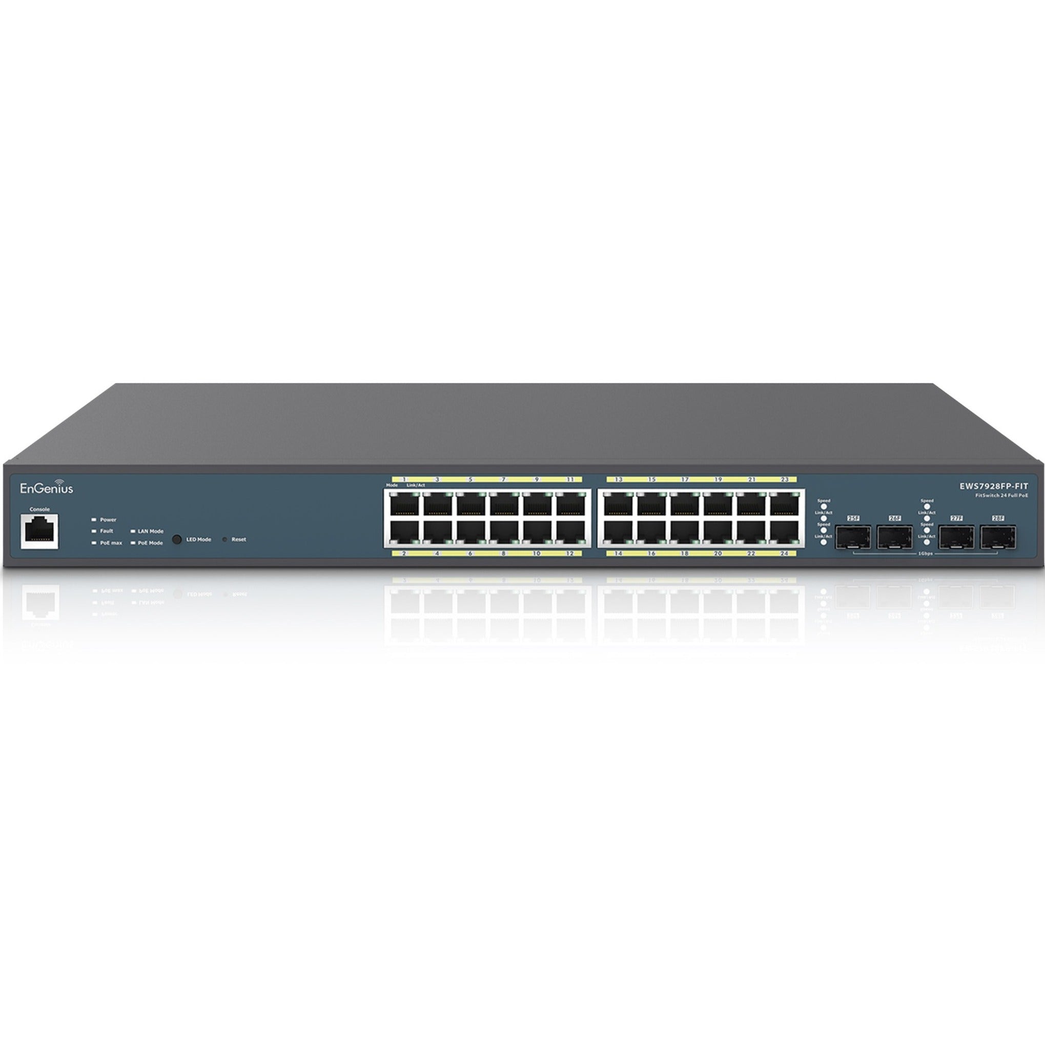 EnGenius EWS7928FP-FIT Ethernet Switch, 24 Port Gigabit PoE+ with 4 SF ...
