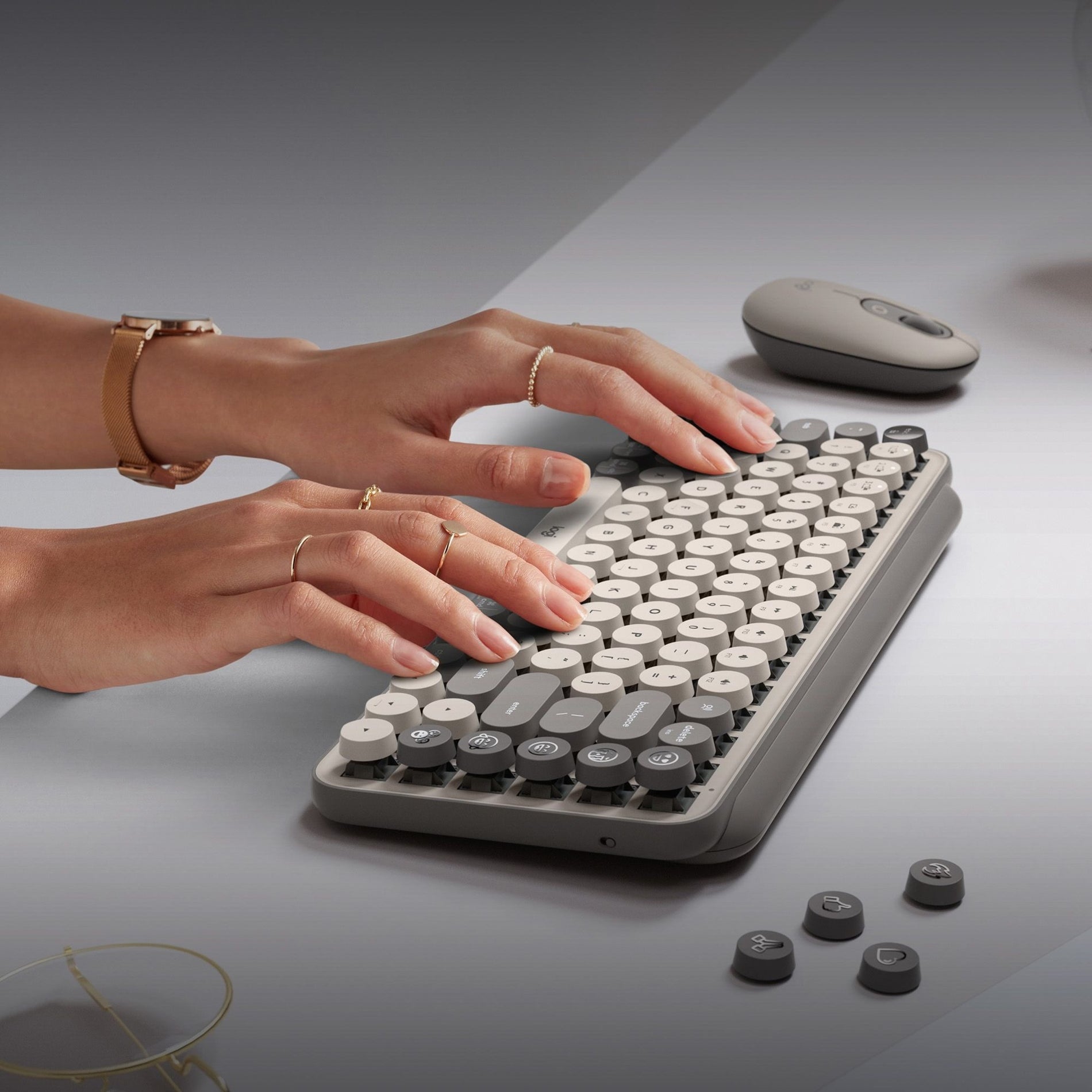 Logitech 920-011232 POP Keys Wireless Mechanical Keyboard - Mist, Comp ...