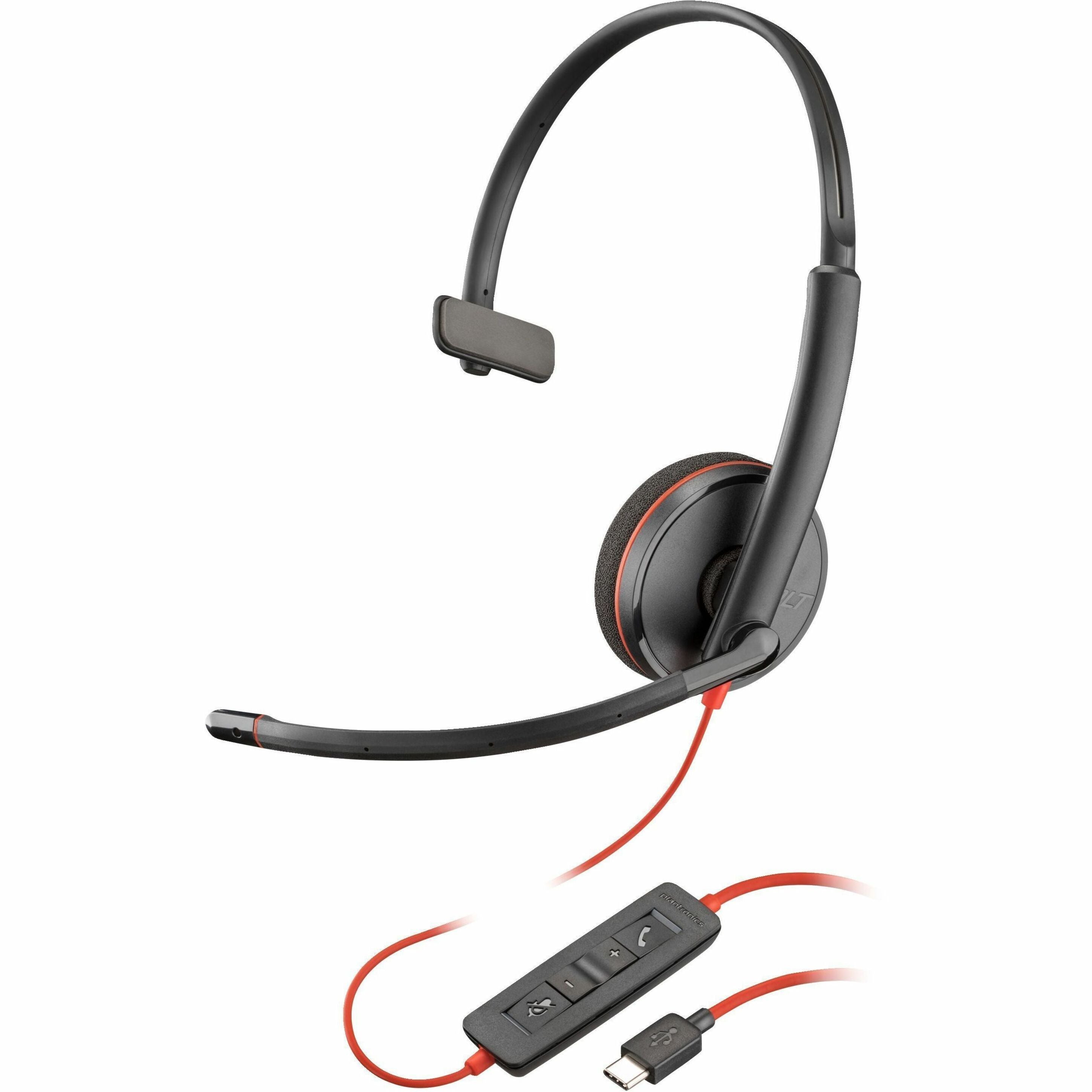 Poly 80S09AA Blackwire 3210 Monaural USB-C Headset, Noise Cancelling ...