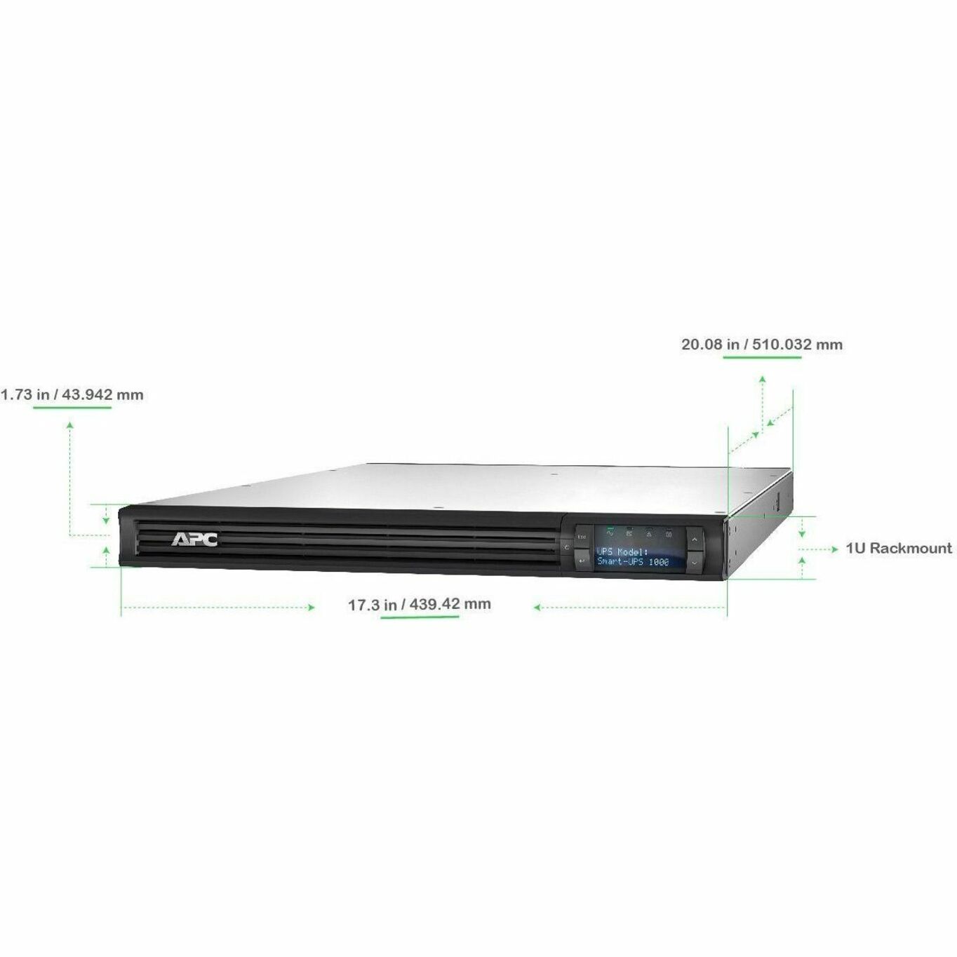 APC SMT1000RM1U Smart-UPS Rack-mountable UPS, 1000VA/800W, LCD Display ...