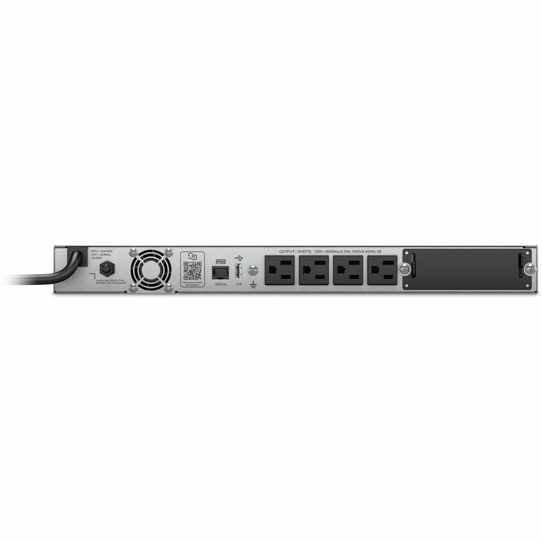 APC SMT1000RM1U Smart-UPS Rack-mountable UPS, 1000VA/800W, LCD Display ...