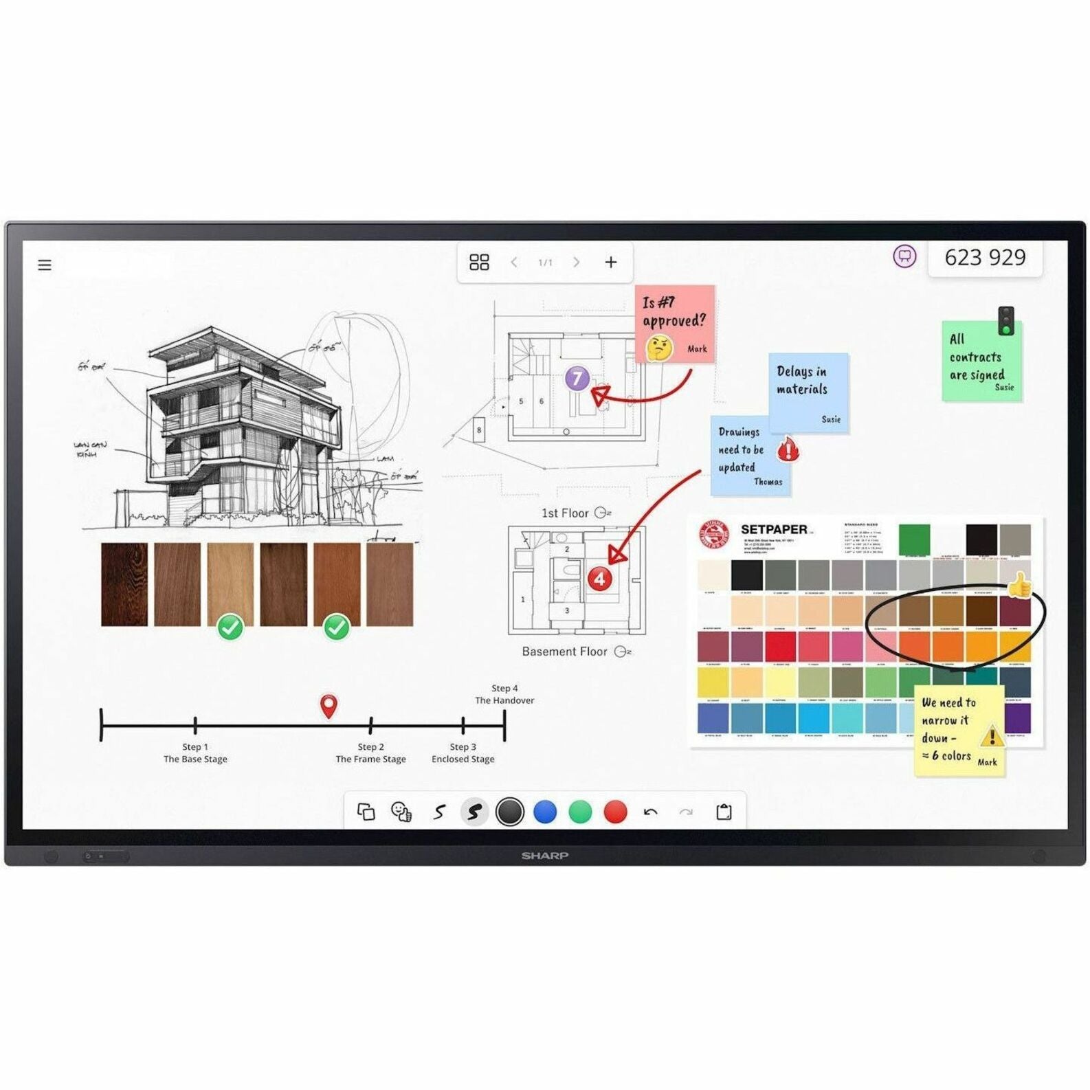 Sharp AQUOS BOARD PN-LA862 86" 4K UHD Collaboration Display, InGlass 2 ...